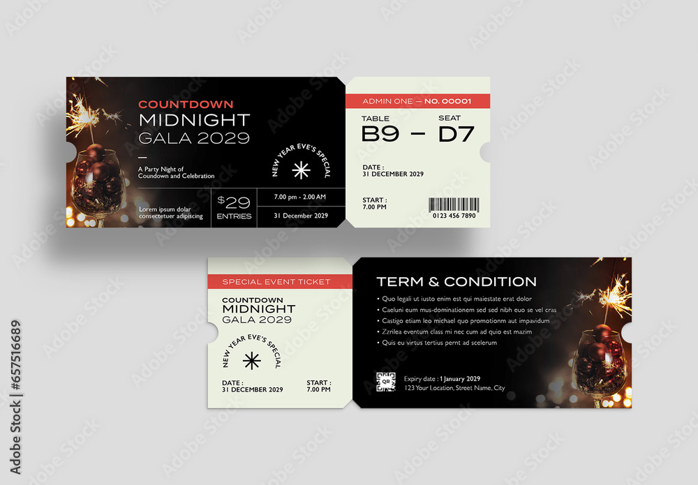 Modern Event Ticket Layout Stock Template | Adobe Stock