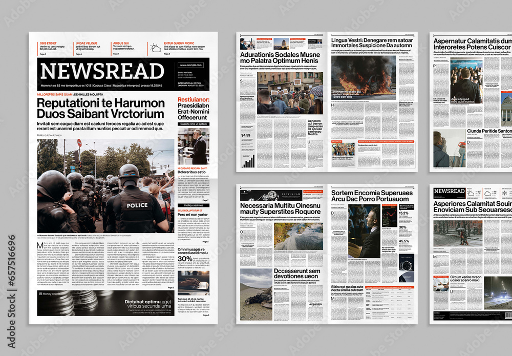 Modern Tabloid Newspaper Layout Stock Template | Adobe Stock