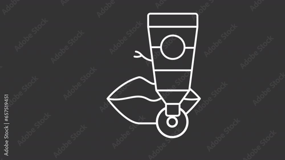 2D white simple thin line animation of cream with blister on lip, HD ...