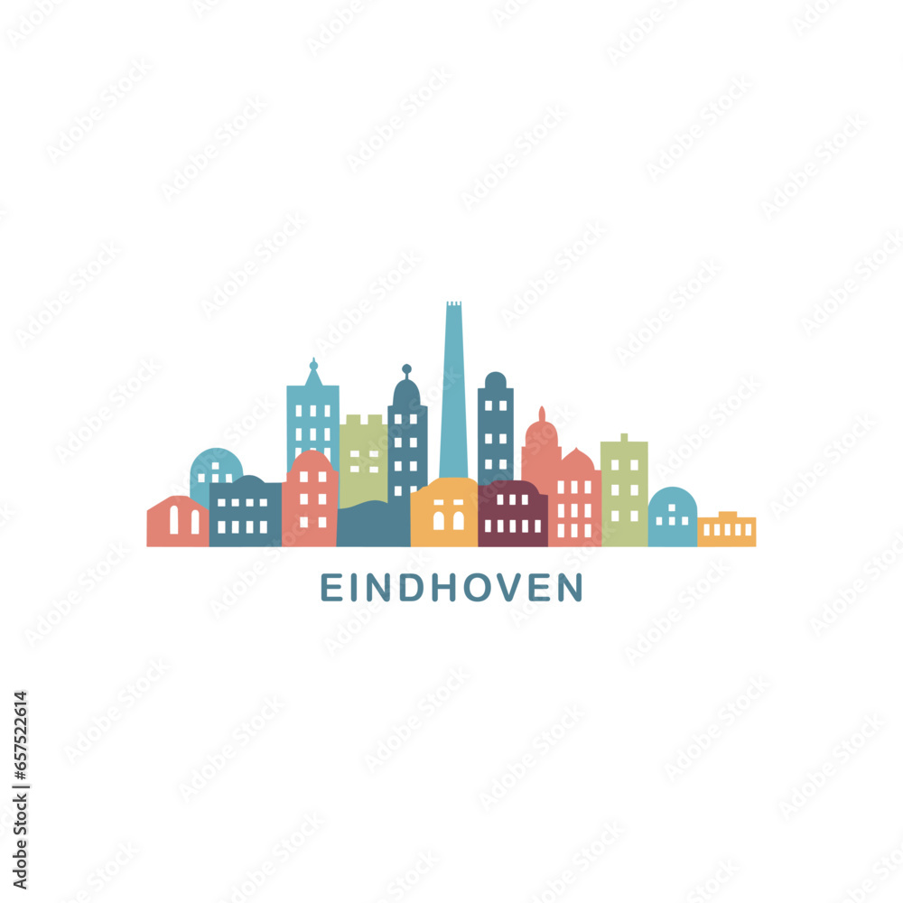 Vecteur Stock Eindhoven Netherlands cityscape skyline city panorama ...