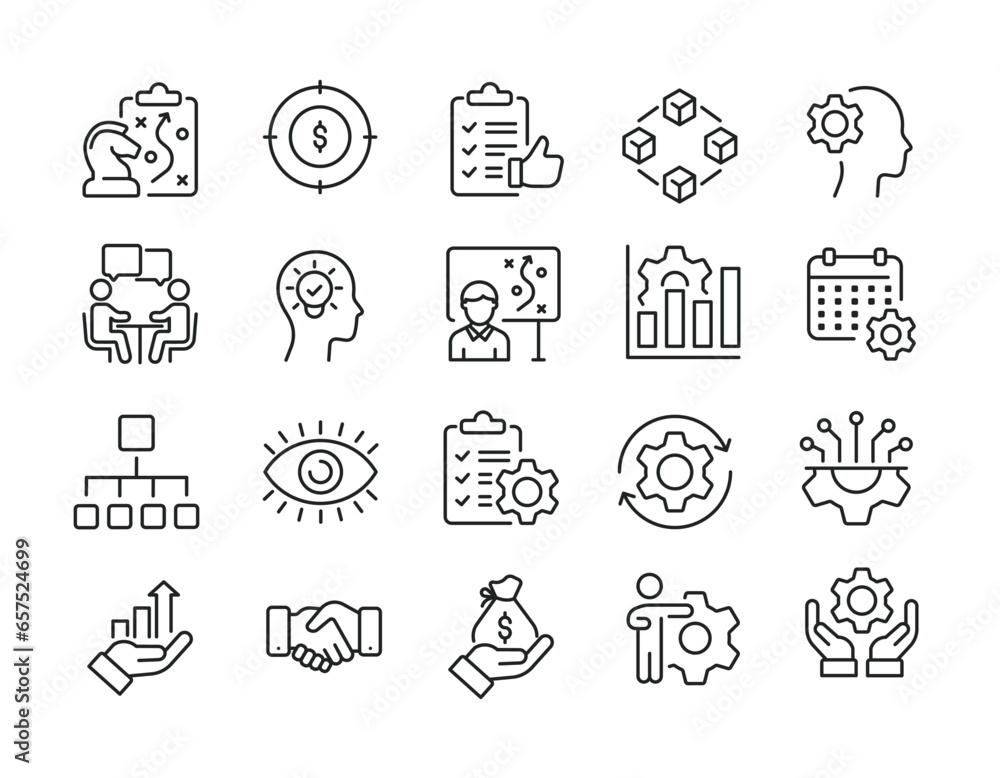 Operation management line icons. Editable stroke. For website marketing ...