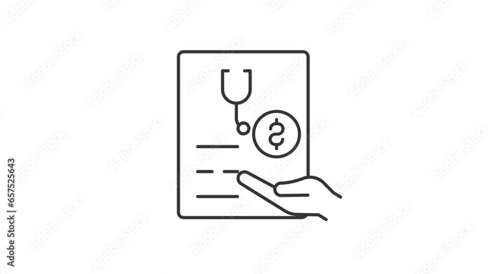 2D black simple thin line animation of paid sick leave, HD video with ...