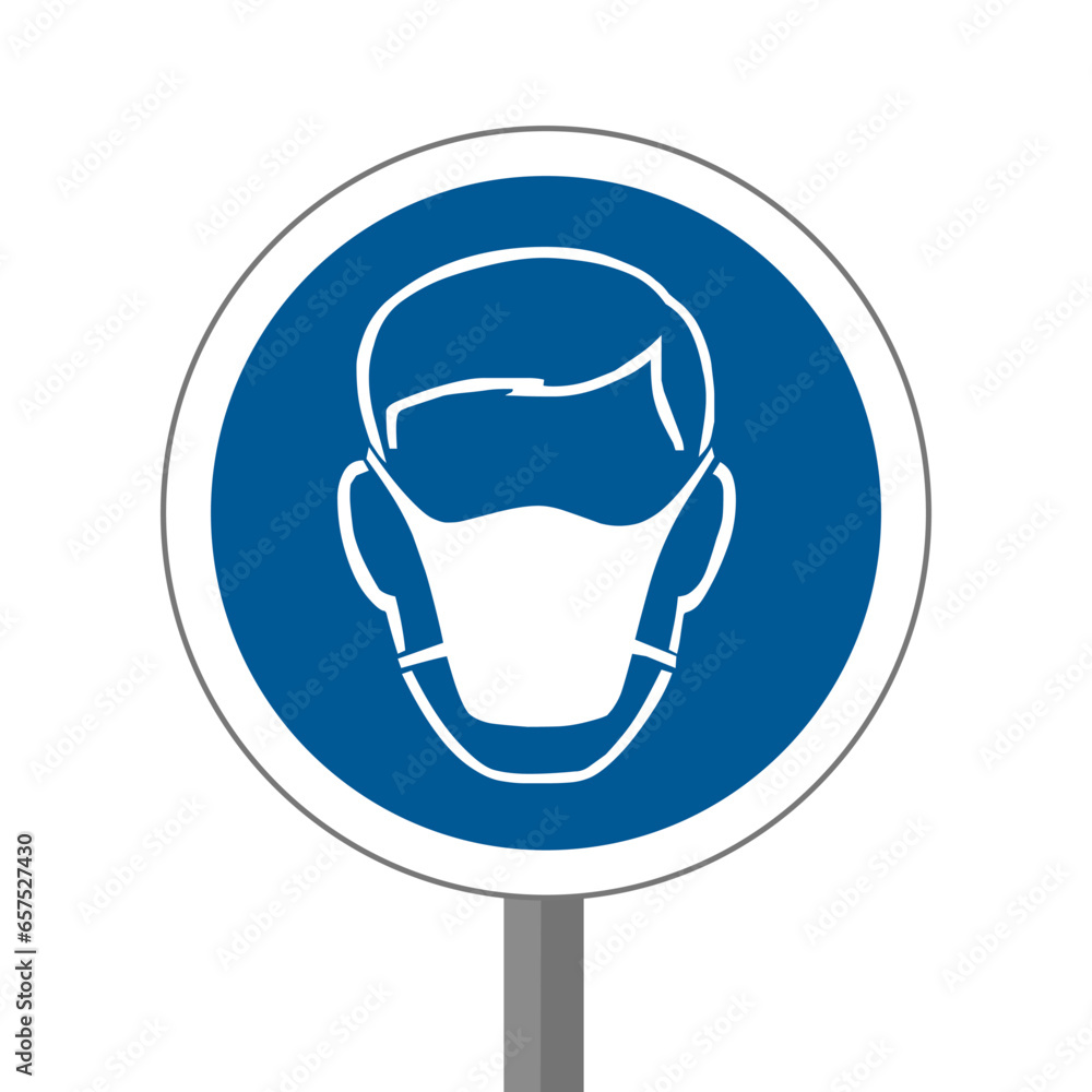 Masque respiratoire EPI Panneau équipements sécurité au travail rond ...