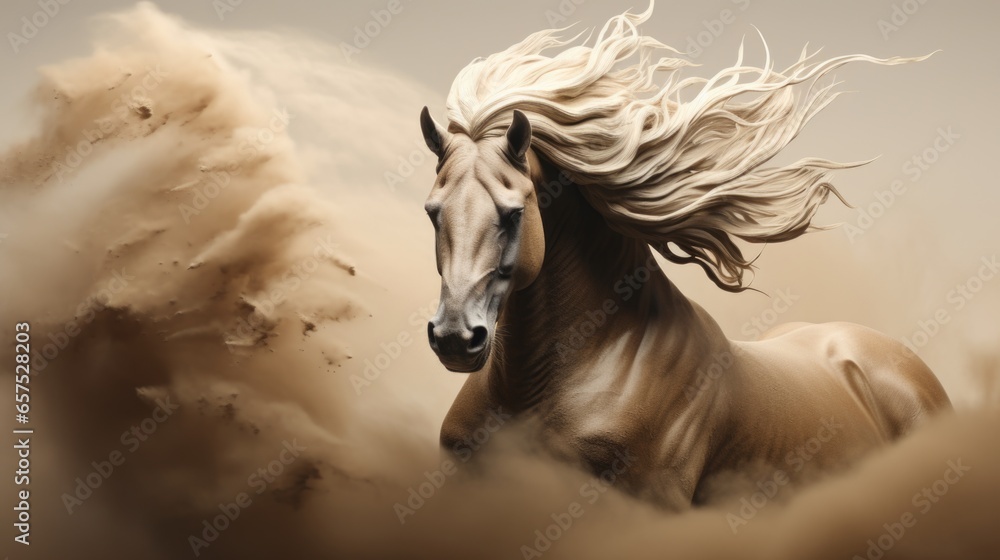 Mythical sand storm earth elemental horse born from dust and stone ...