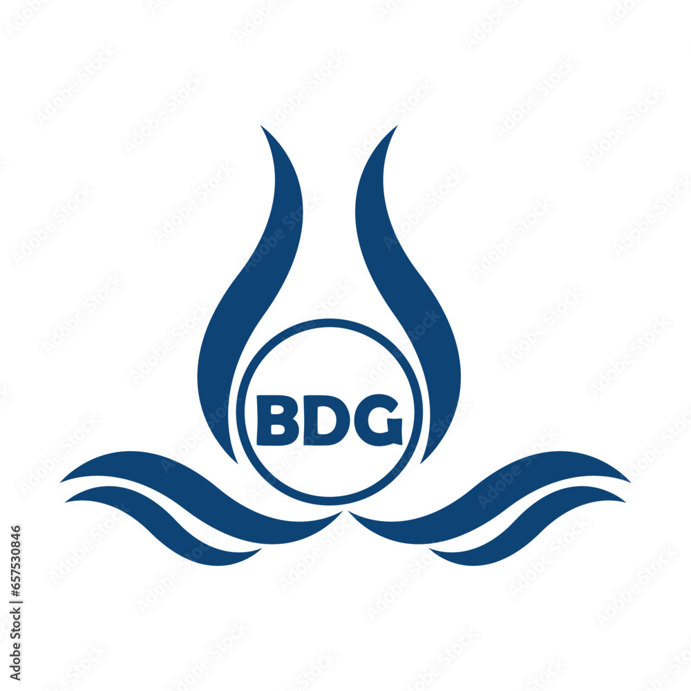 BDG letter water drop icon design with white background in illustrator ...