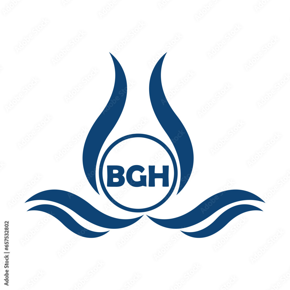 BGH letter water drop icon design with white background in illustrator ...
