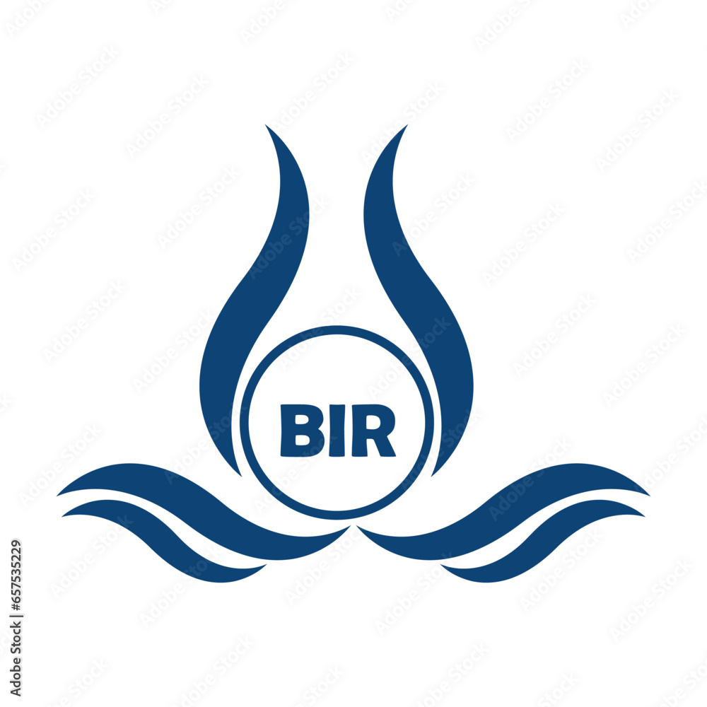 BIR letter water drop icon design with white background in illustrator ...