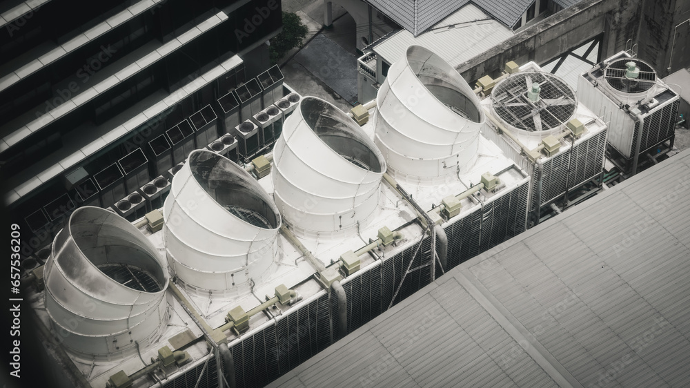 Air Conditioning Systems on Rooftop of Building. Efficient HVAC ...