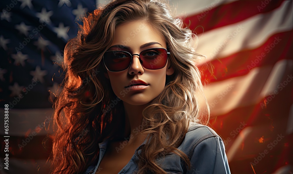 The powerful female superhero in the portrait stands as a symbol of ...