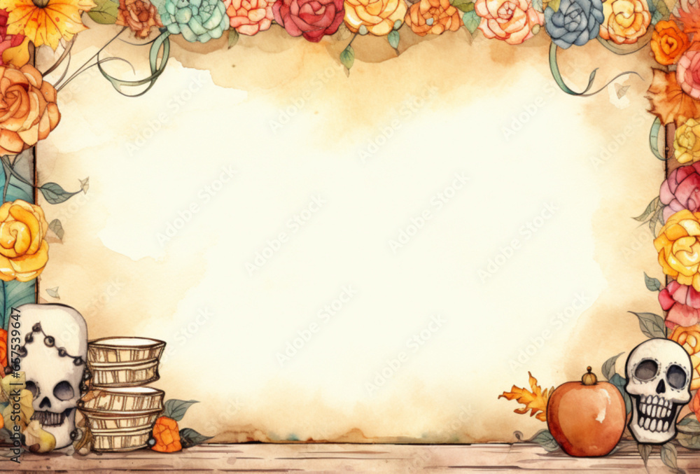 Dia de muertos Altar watercolor blank pages, dia de muertos rustic ...