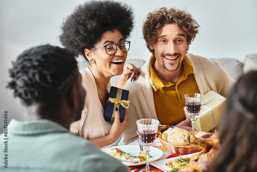 happy family members talking to each other smiling cheerfully and ...