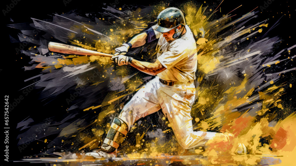 Abstract Acryl Oil Surreal Baseball Softball The Batter Tries to Hit ...