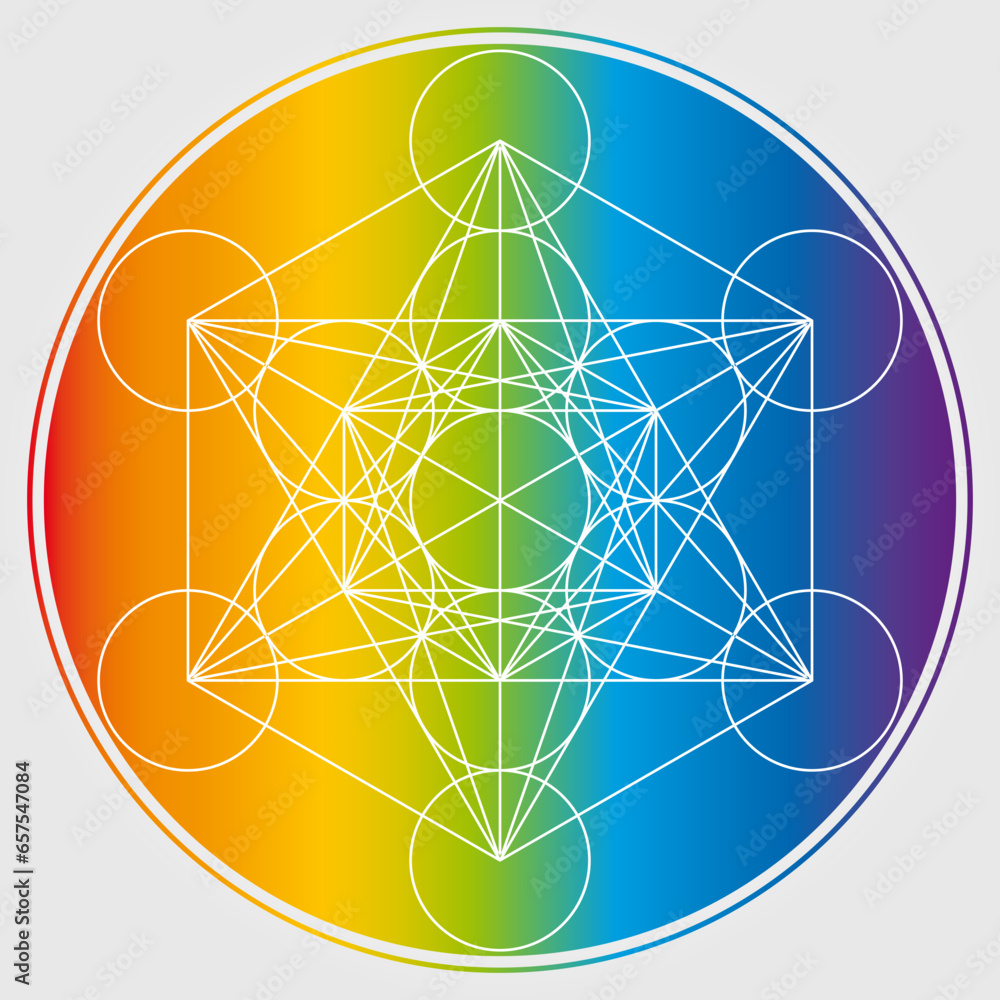 Cube de Métatron Illustration Couleurs arc-en-ciel Géométrie sacrée ... Cube de Métatron Illustration Couleurs arc-en-ciel Géométrie sacrée ...