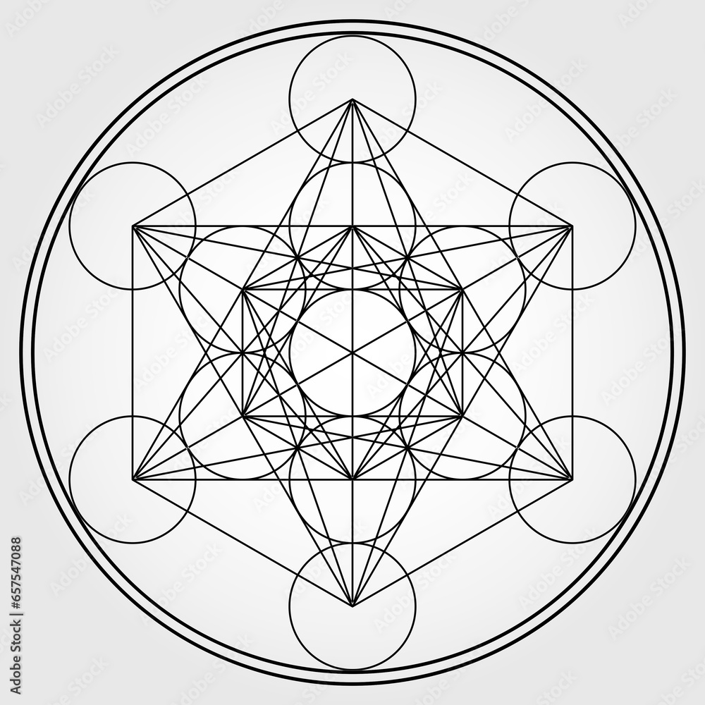Poster Cube de Métatron Illustration Noir et Blanc Géométrie sacrée ...
