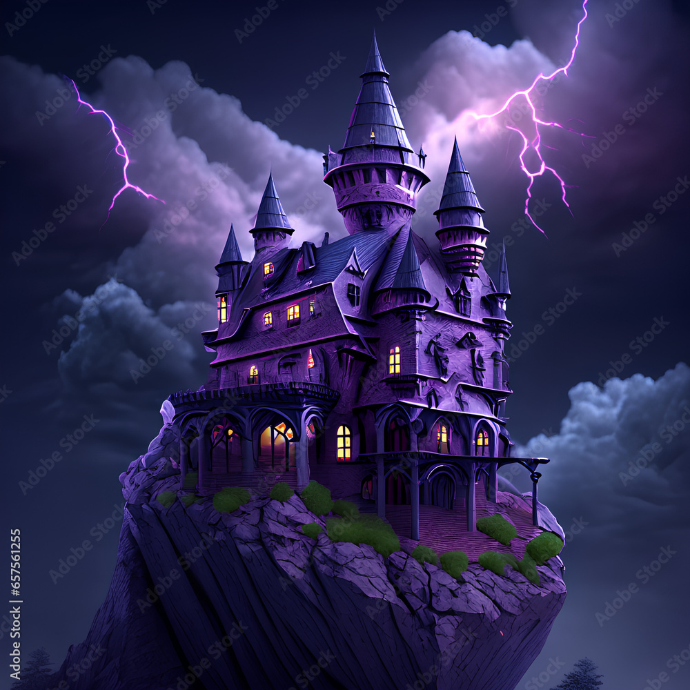 Gothic Vampire Castle: Command: Construct a towering castle on a cliff ...