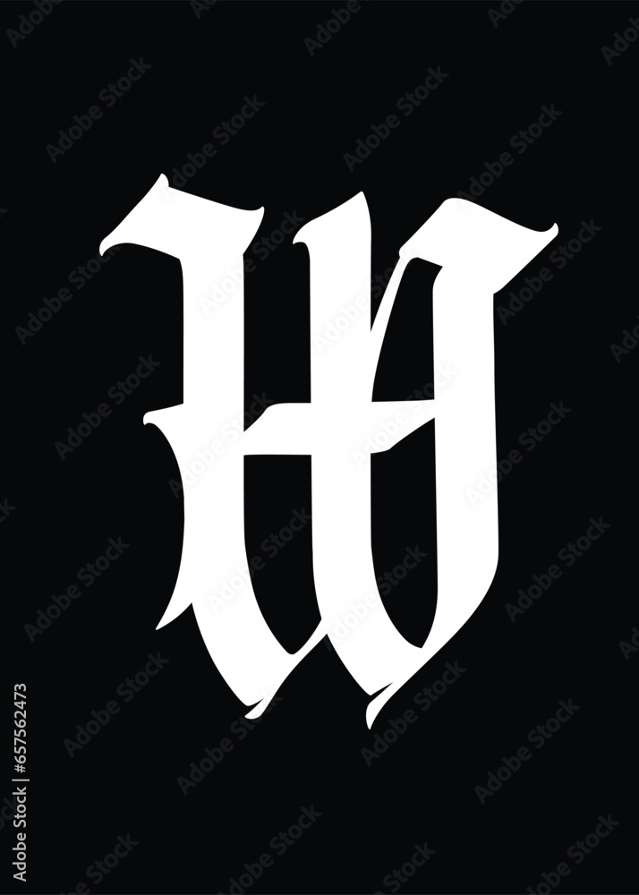 Letter w, in the Gothic style. Vector. Alphabet. The symbol is isolated ...