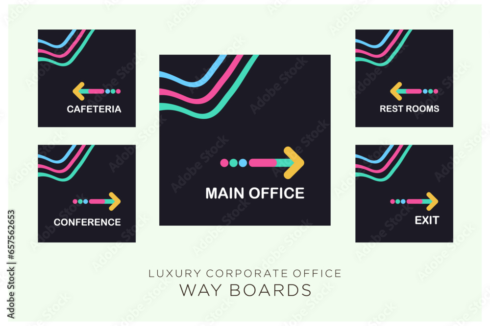 Corporate Office or Shopping Mall Way Boards. Abstract Colorful Lines ...