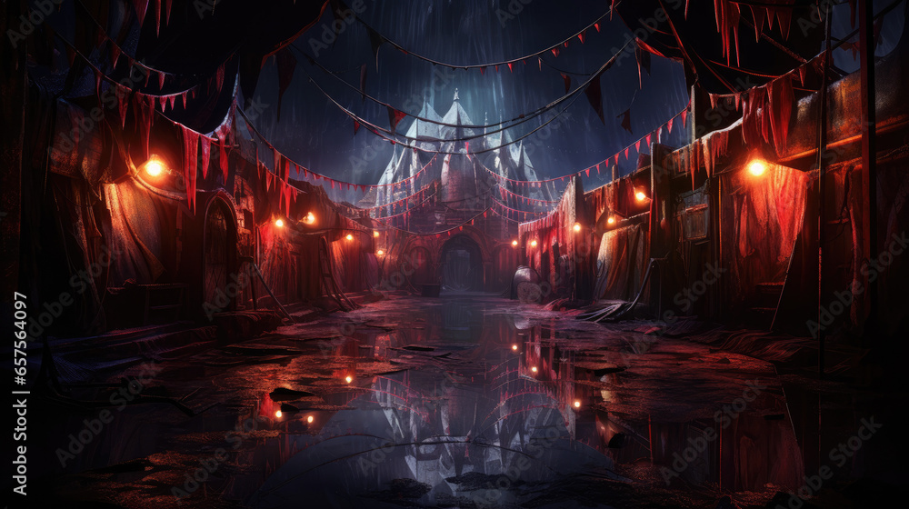 Creepy Carnival Funhouse Background Created with Generative AI Stock ...