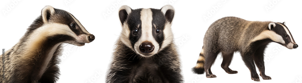 badger collection (standing, portrait, side view), animal bundle ...