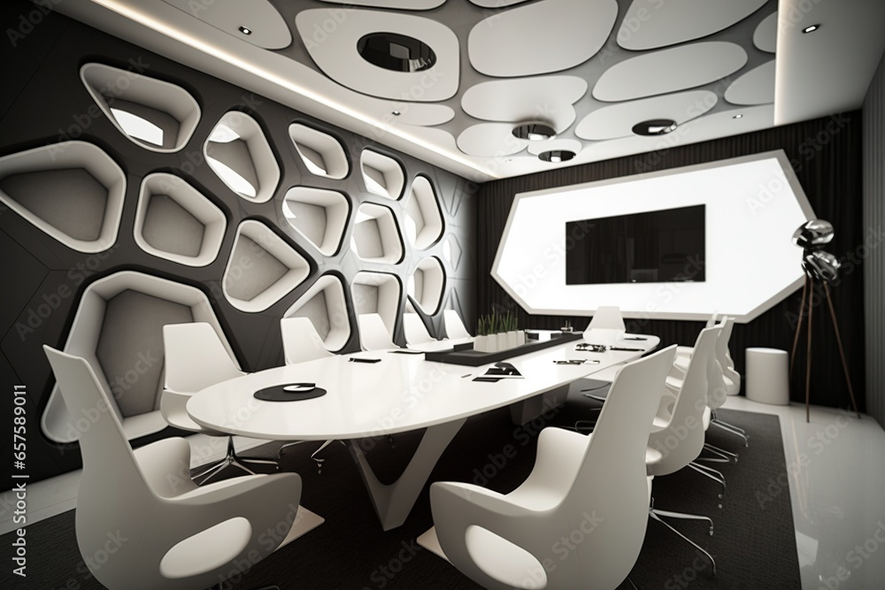 Office table, negotiation table, digital art style, illustration ...