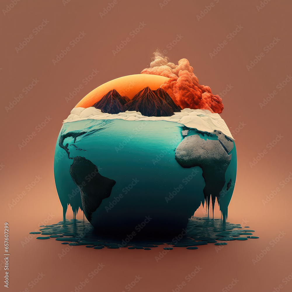 AI sustainability of the planet, conceptual illustration, global ...