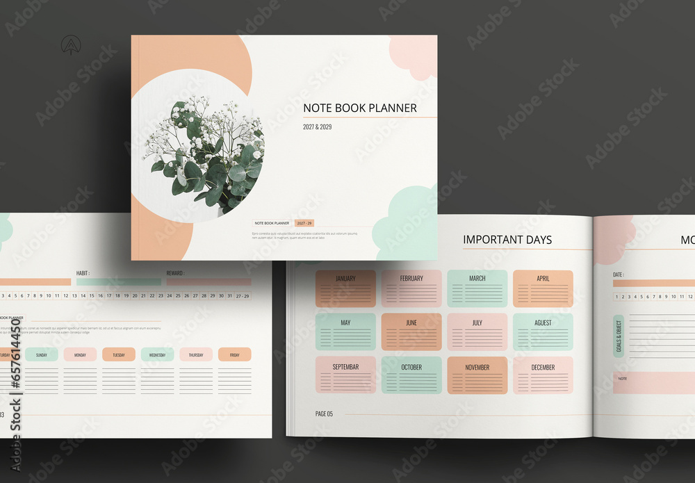 Note Book Brochure Template Landscape Stock Template | Adobe Stock