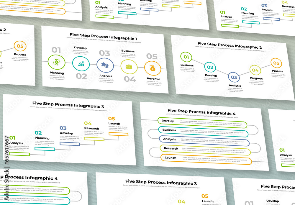 Five Step Process Infographic Design Stock Template | Adobe Stock