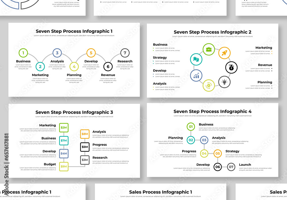 Seven Step Process Infographic Design Stock Template | Adobe Stock