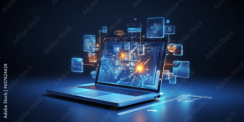 laptop and network, Online Project Management Concept, Virtual Team ... laptop and network, Online Project Management Concept, Virtual Team ...