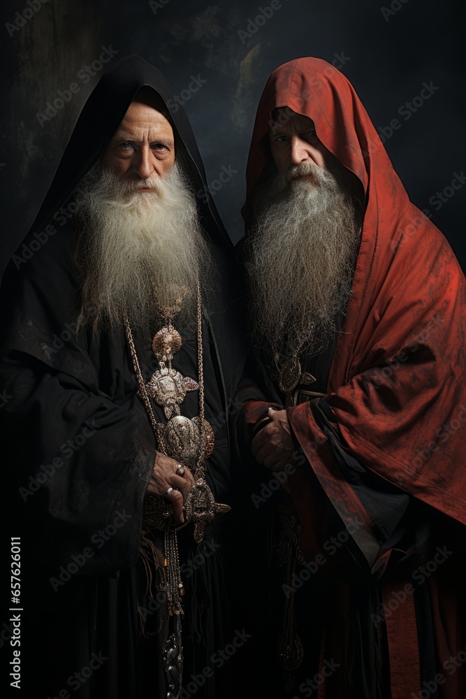 Russian Orthodox monks in their traditional attire, Generative AI Stock ...