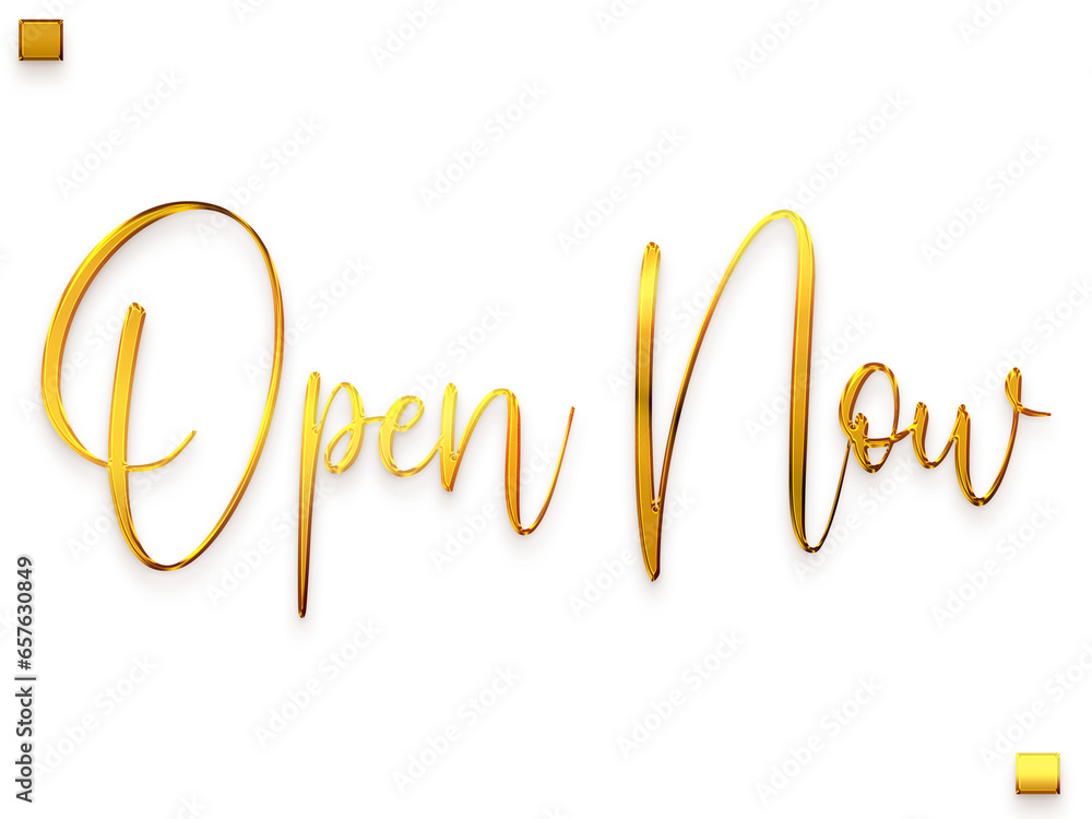 Open Now Gold Text Calligraphy Transparent PNG Image Stock Illustration ...