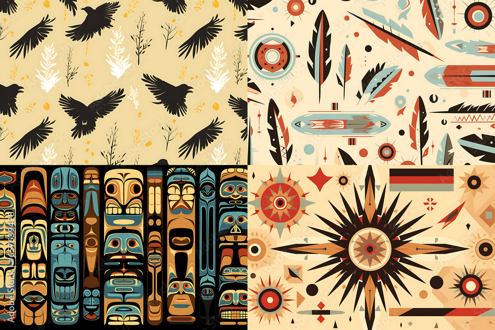 native American nature patterns native American art ,ai generated Stock ...
