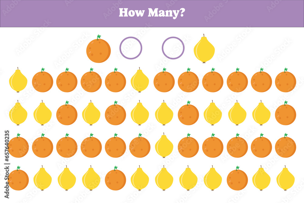 How many fruit are there? Educational math game for kids. Printable ...