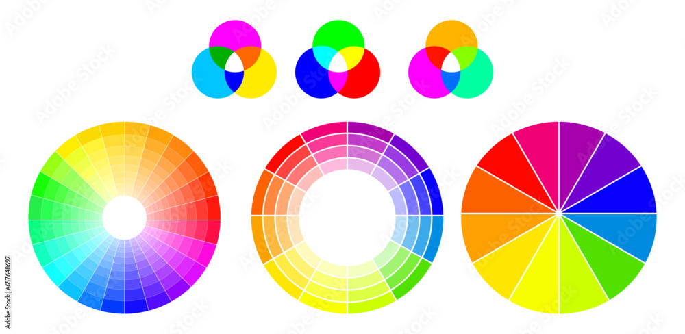 Color wheels, vector illustration. Color wheels isolated circle on ...