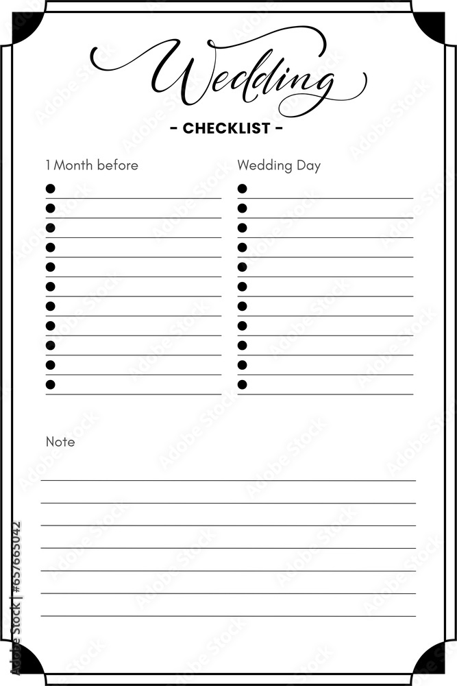 wedding guest checklist template, list planner, list tracker, wedding ...