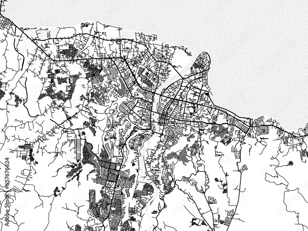 Greyscale vector city map of Cagayan de Oro in the Philippines with ...
