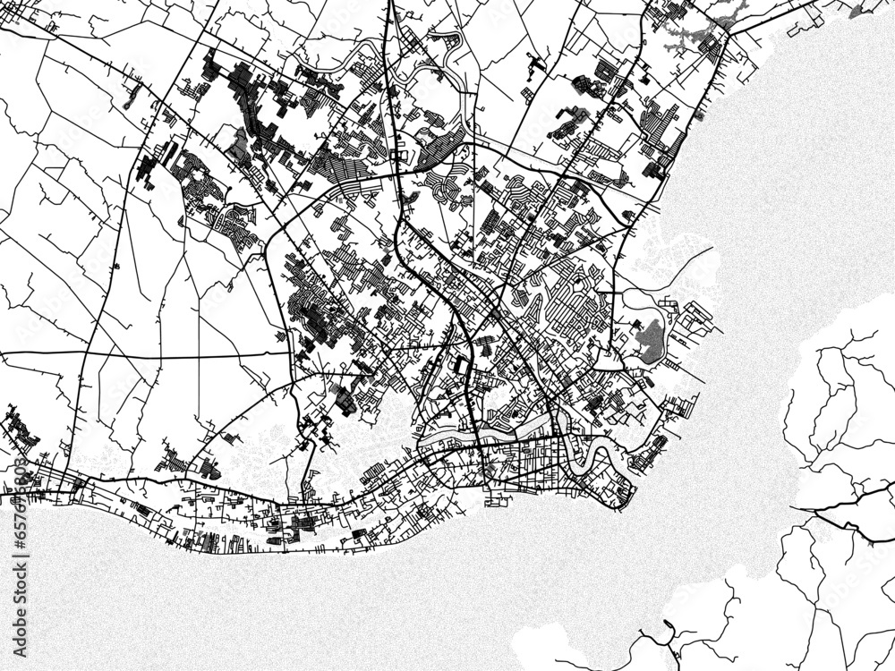 Greyscale vector city map of Iloilo in the Philippines with with water ...