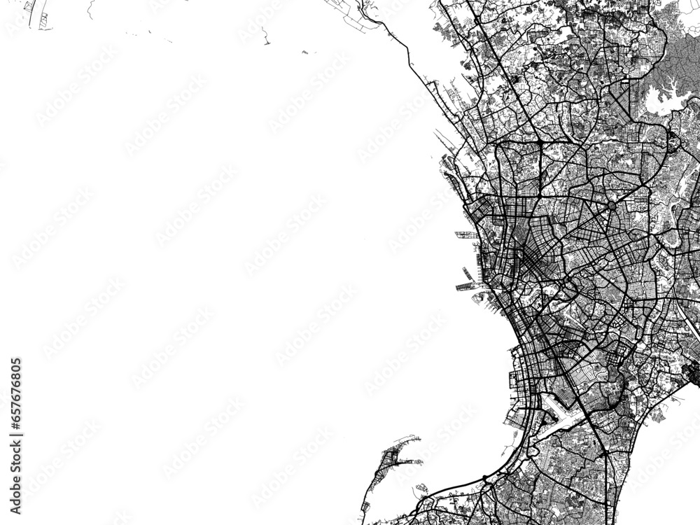 Greyscale vector city map of Caloocan City in the Philippines with with ...