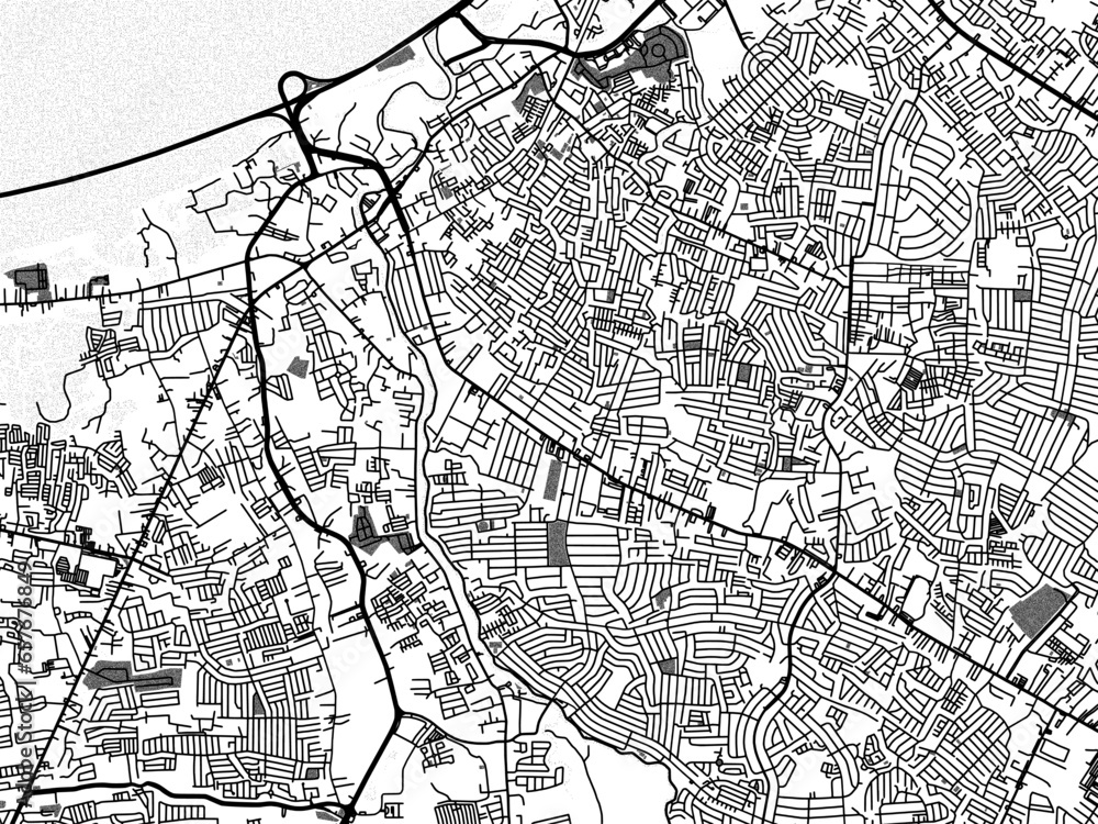 Greyscale Vector City Map Of Las Pinas In The Philippines With With Water Fields And Parks And