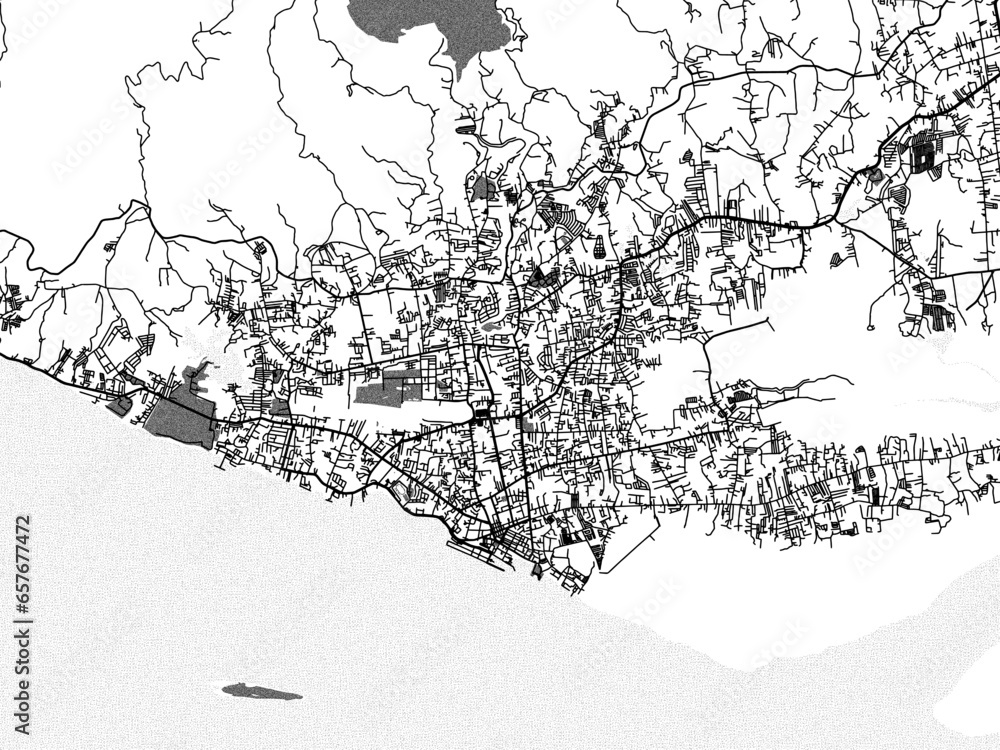 Greyscale vector city map of Zamboanga in the Philippines with with ...