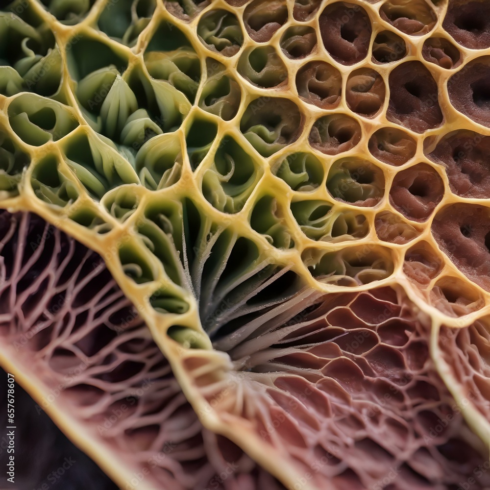 A microscopic view of a cross-section of a plant stem, revealing its ...