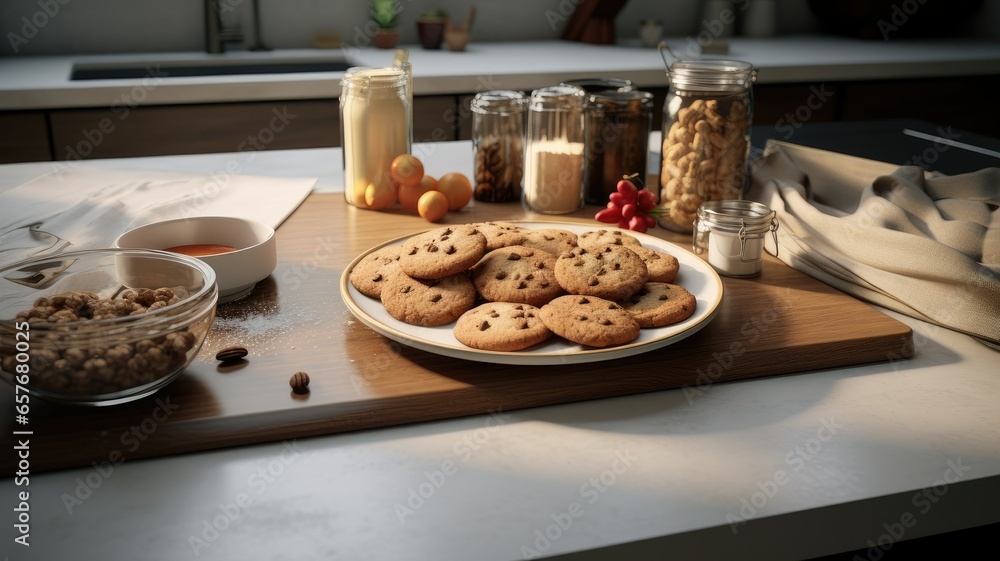 the art of cookie decorating with a minimalist twist. a clean, clutter-free kitchen counter with ...