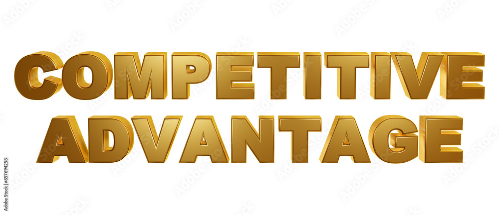 3D gold text or word "COMPETITIVE ADVANTAGE" on transparent background ...