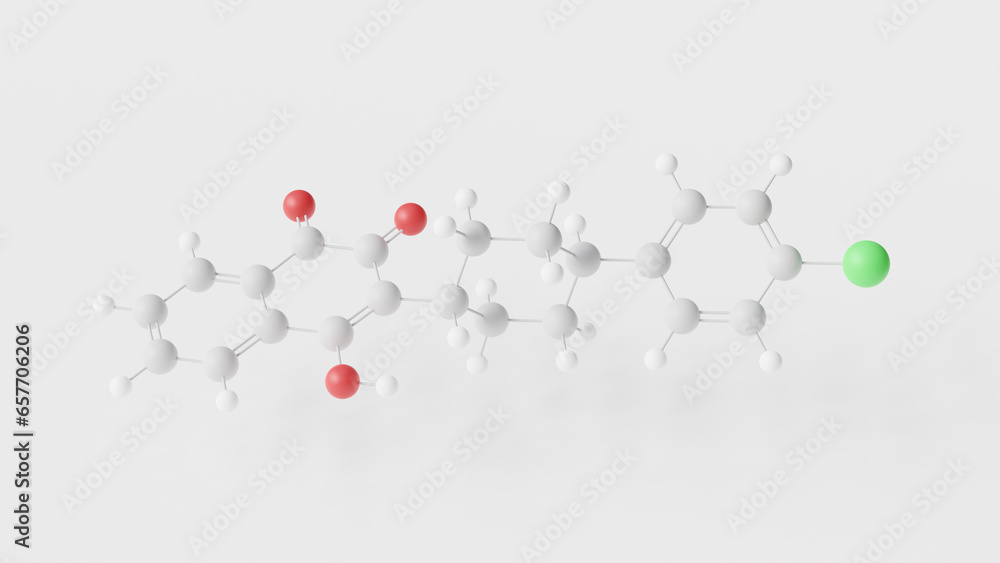 atovaquone molecule 3d, molecular structure, ball and stick model ...