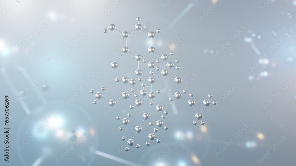 buprenorphine molecular structure, 3d model molecule, opiate partial ...