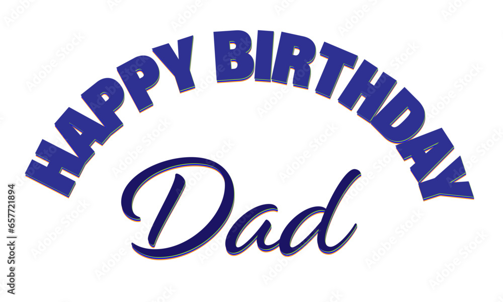 Curved Fun Birthday Text in Bright Blue on White Background - Happy ...