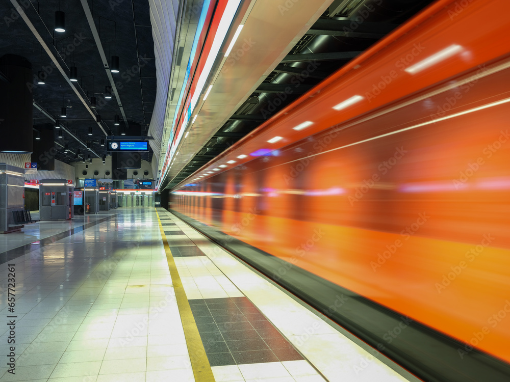 Helsinki underground metro, operated by Helsinki Region Transport HSL ...