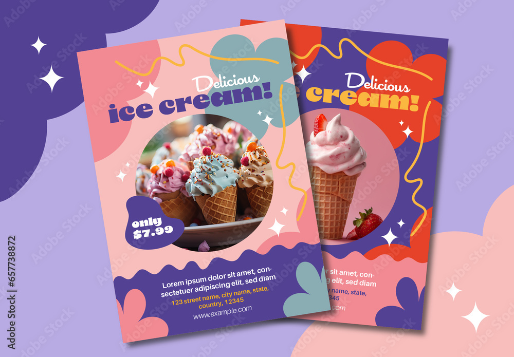 Colorful Ice Cream Shop Flyer Stock Template | Adobe Stock
