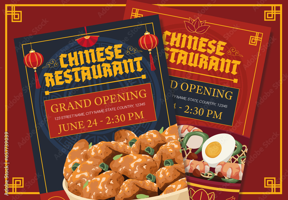 Chinese Restaurant Flyer Layout Stock Template | Adobe Stock