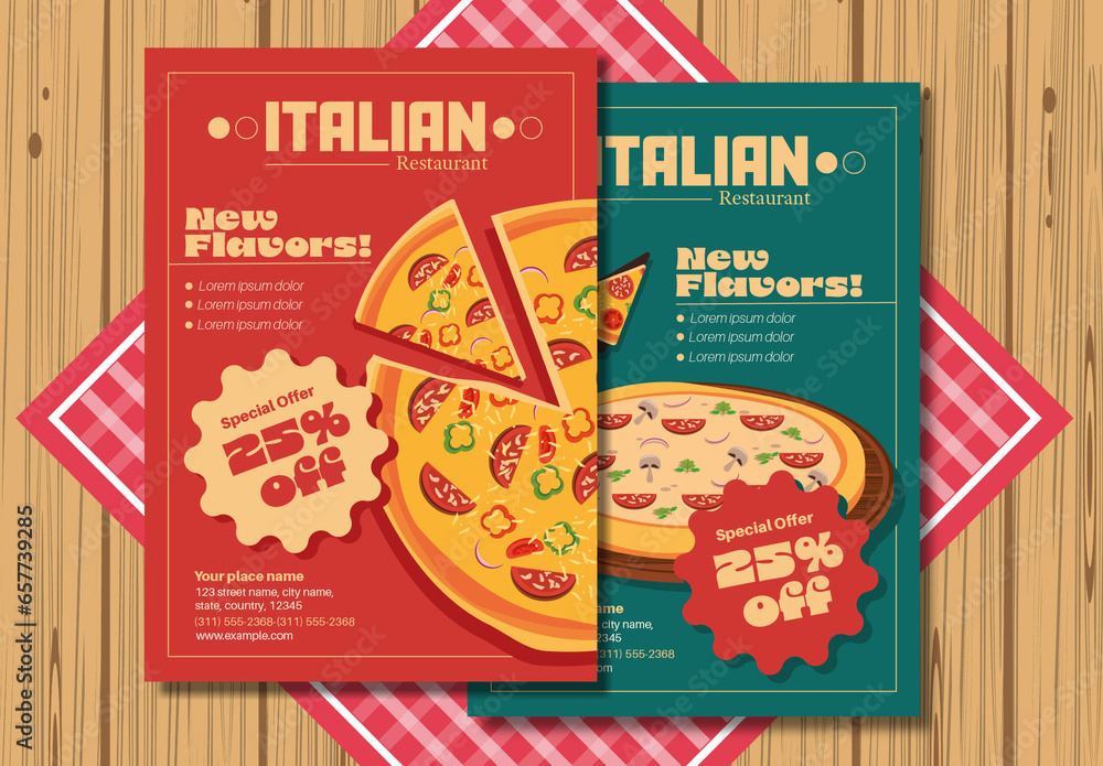 Vintage Italian Pizza Restaurant Promotion Flyer Template Stock ...